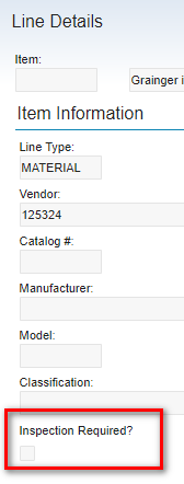 Using Inspection Required in Desktop Requisitions | Maximo