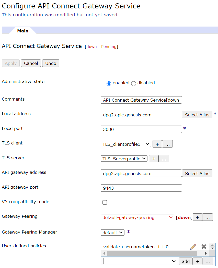 API Connect Gateway Service "down-Pending" status anomaly | DataPower