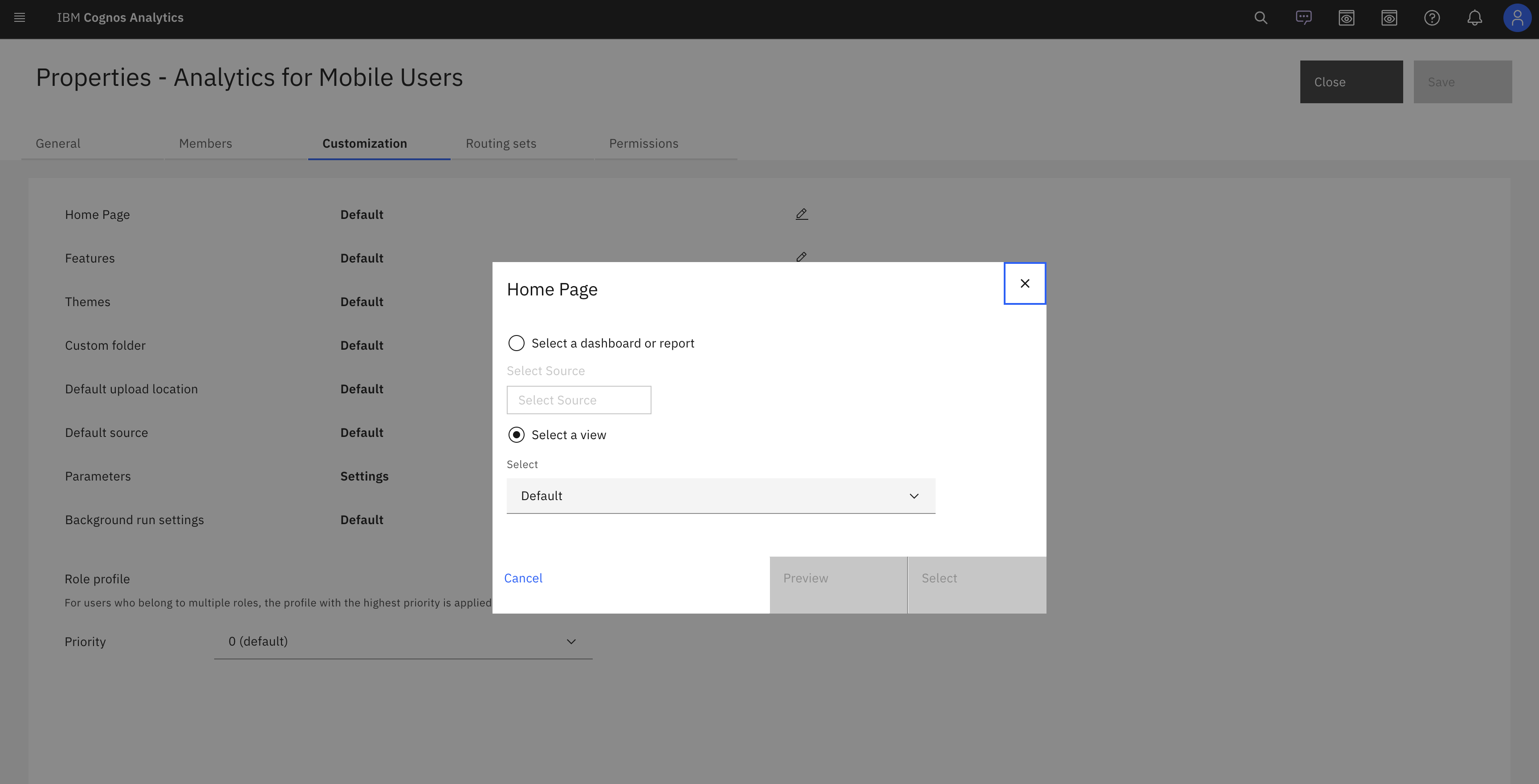 Role Customization in IBM Cognos Analytics 12.1.0