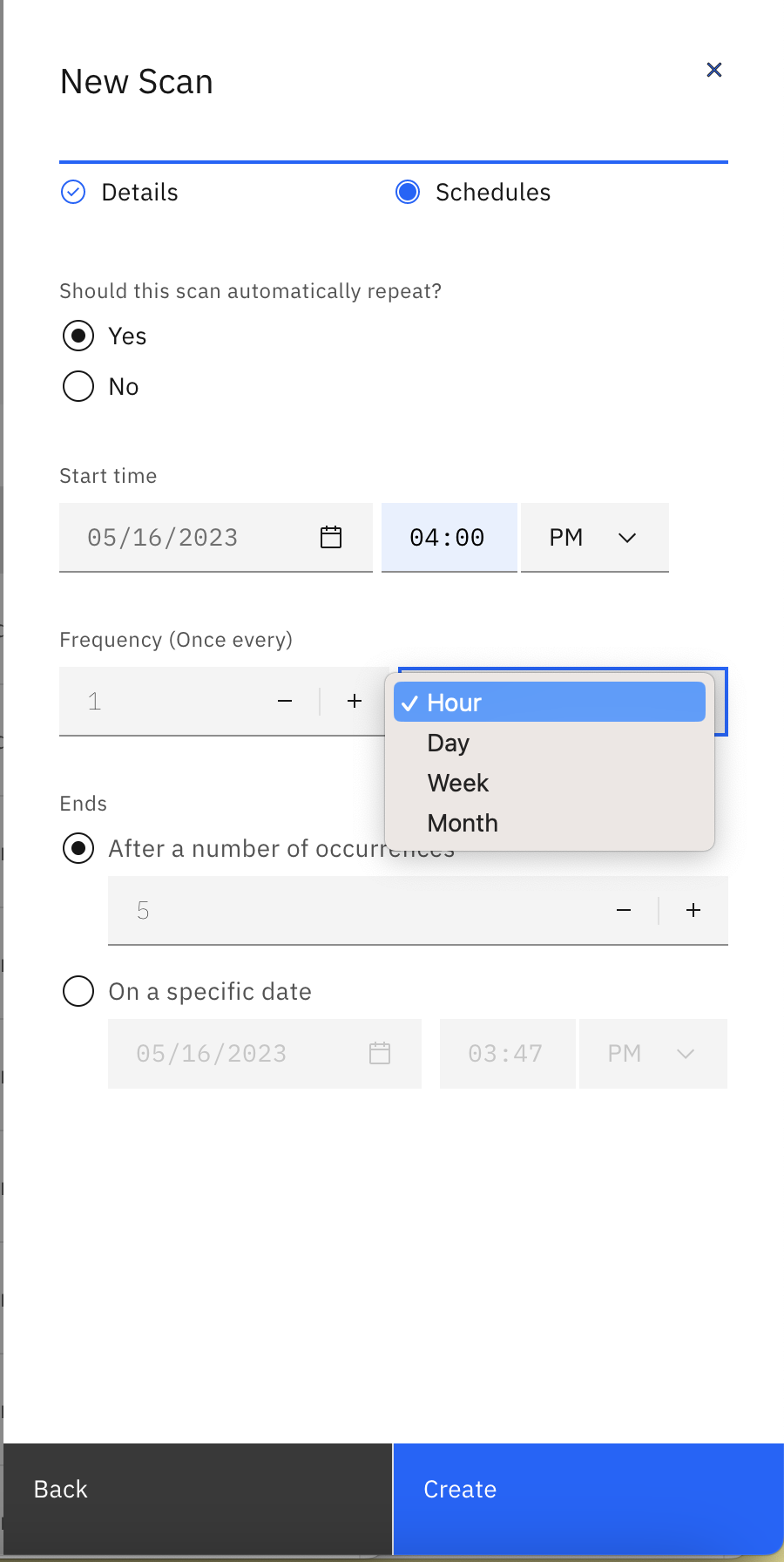 Recurring scans in IBM Z® Security and Compliance Center