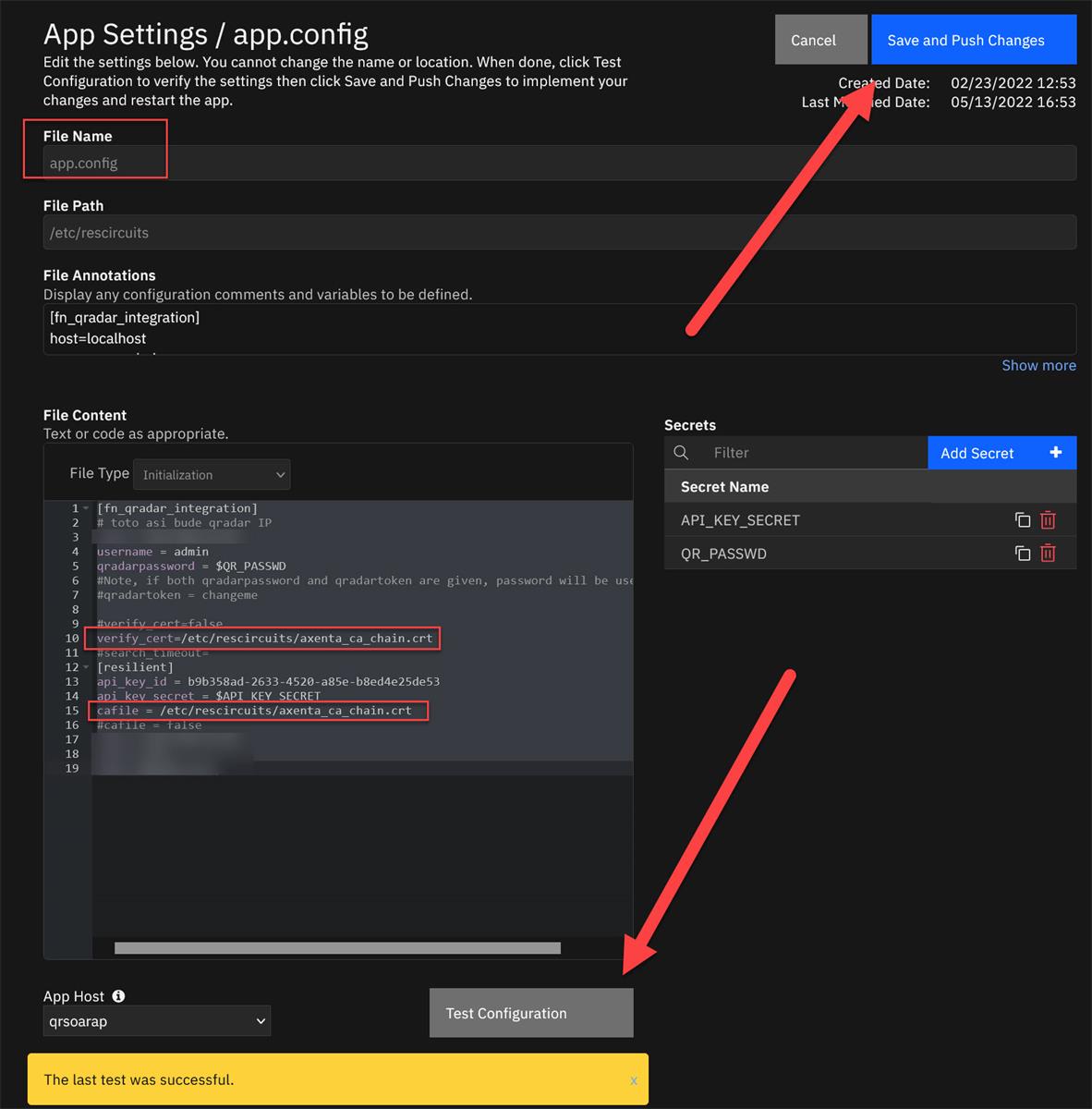 Certificate path for IBM Qradar Functions for SOAR App | IBM QRadar SOAR