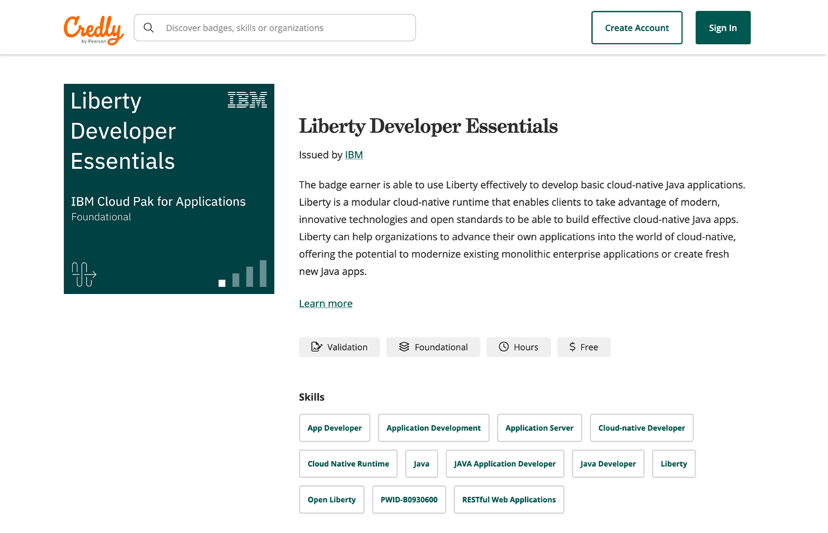 New, free Liberty Badge - Liberty Developer Essentials | WebSphere ...
