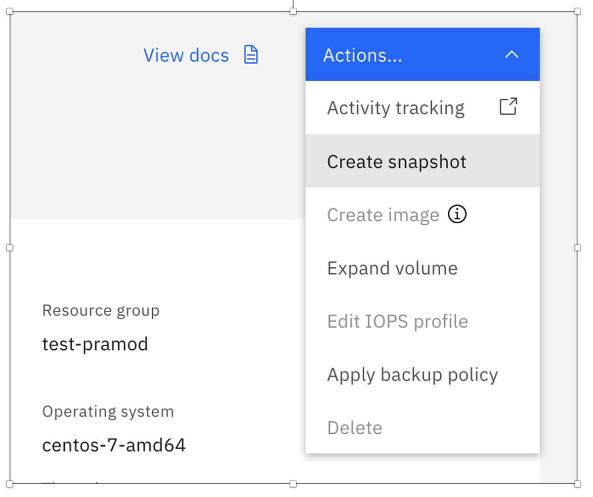 IBM Cloud data volume and snapshot as data volume