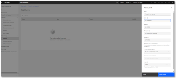 Hybrid networking and connectivity from on premises to IBM Power Virtual Servers