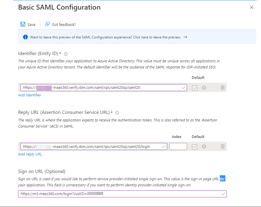 Setting up SAML Integration for MaaS360 Portal SSO Access