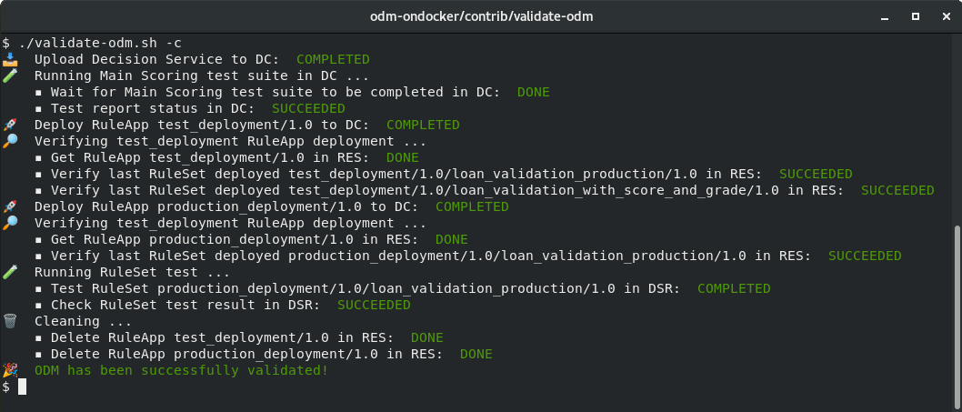 Validating Operational Decision Manager with a bash script