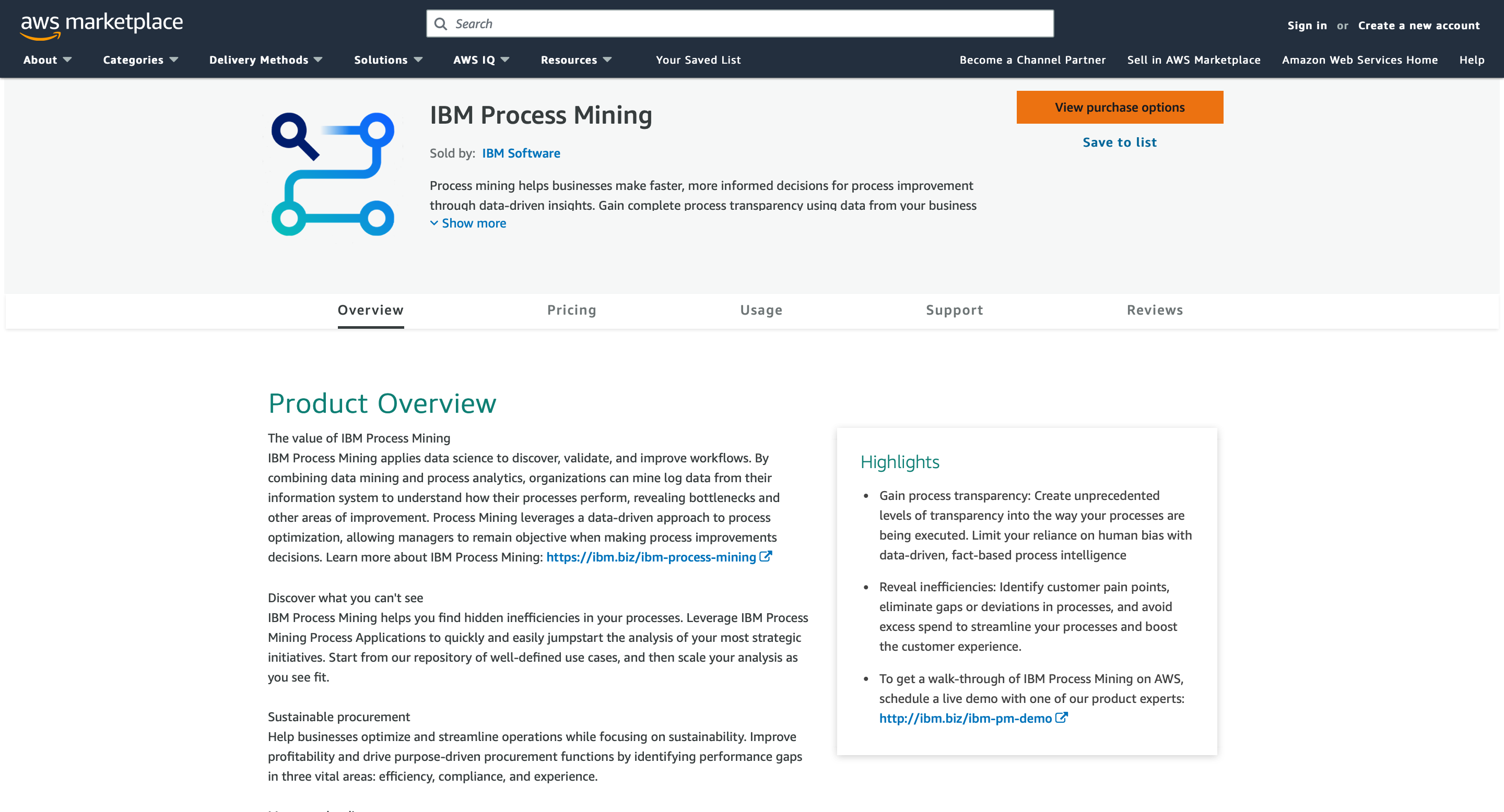 Announcing IBM Process Mining SaaS on AWS Marketplace