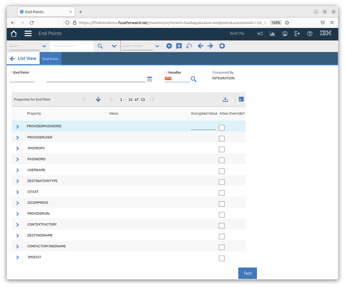 JMS psdi.iface.router.JMSHandler Endpoint Sample Configuration | Maximo
