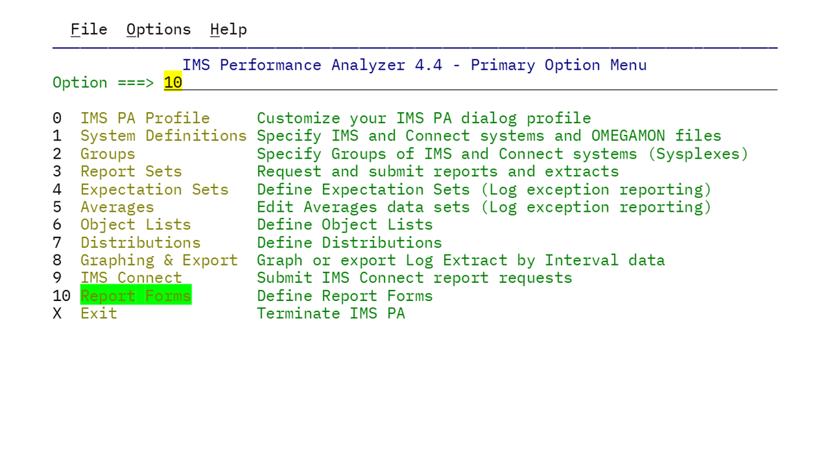 Report IMS transaction performance using forms in IBM IMS Performance ...