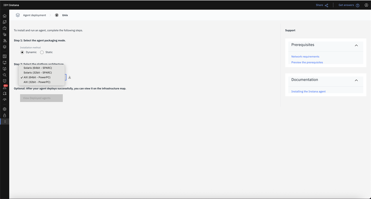 Monitoring IBM AIX host by using IBM Instana