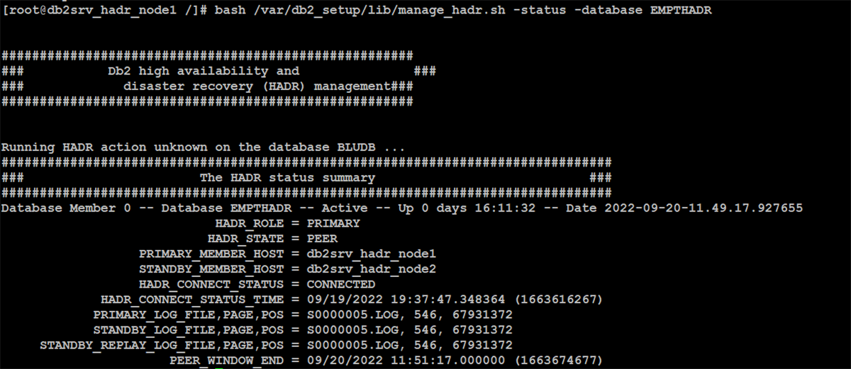 Need help to set up HADR on DB2 v11.5 in docker | Db2