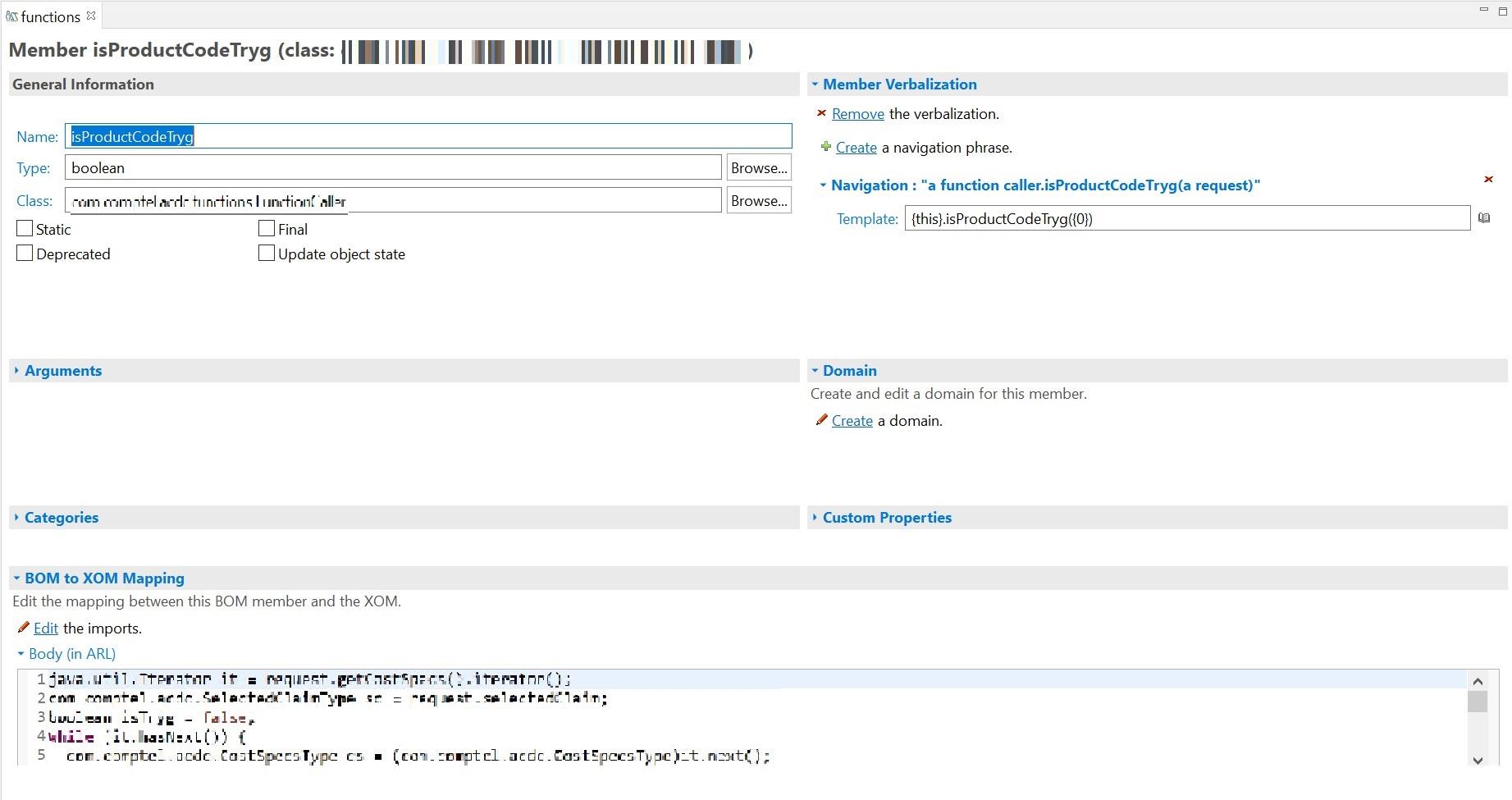 Rule Designer, BOM to XOM mapping and ARL edit window size | Decision Management (ODM,ADS)
