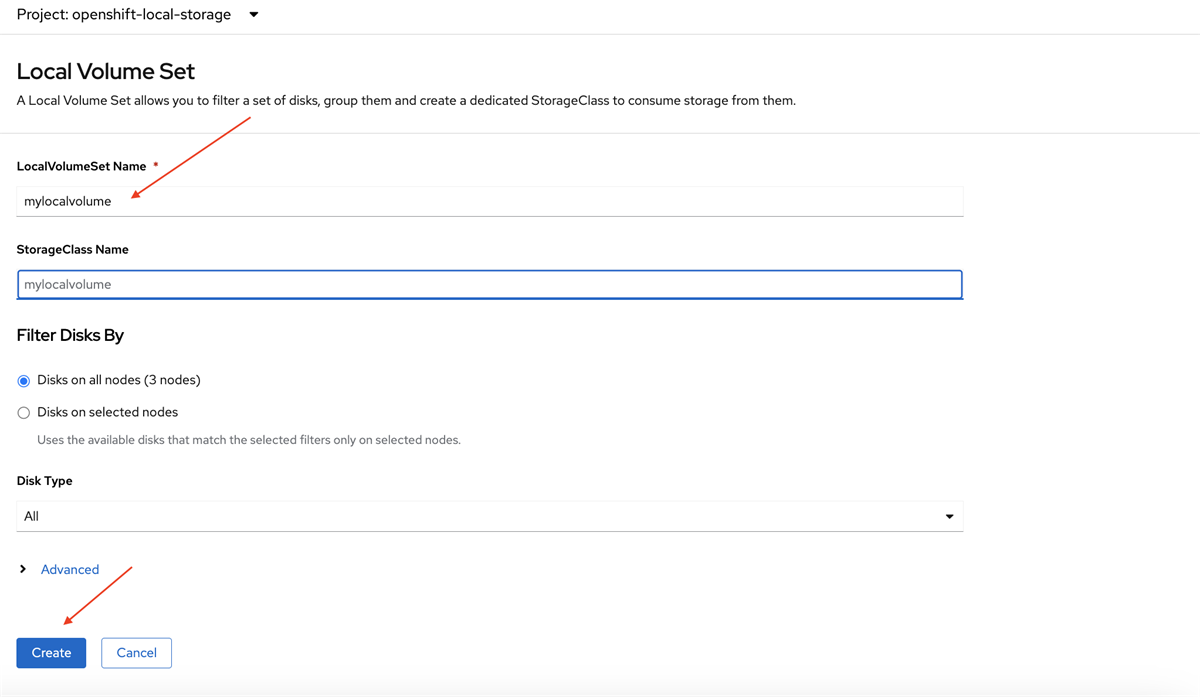 ODF storage installation on RedHat OpenShift via console.