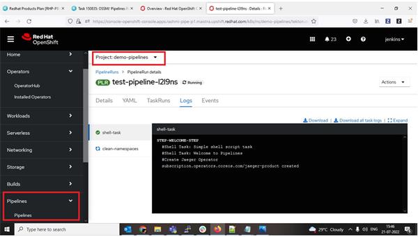 Set up pipelines with the help of Red Hat OpenShift Pipelines