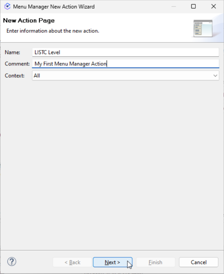 Creating custom menu options using Menu Manager in IDz v16