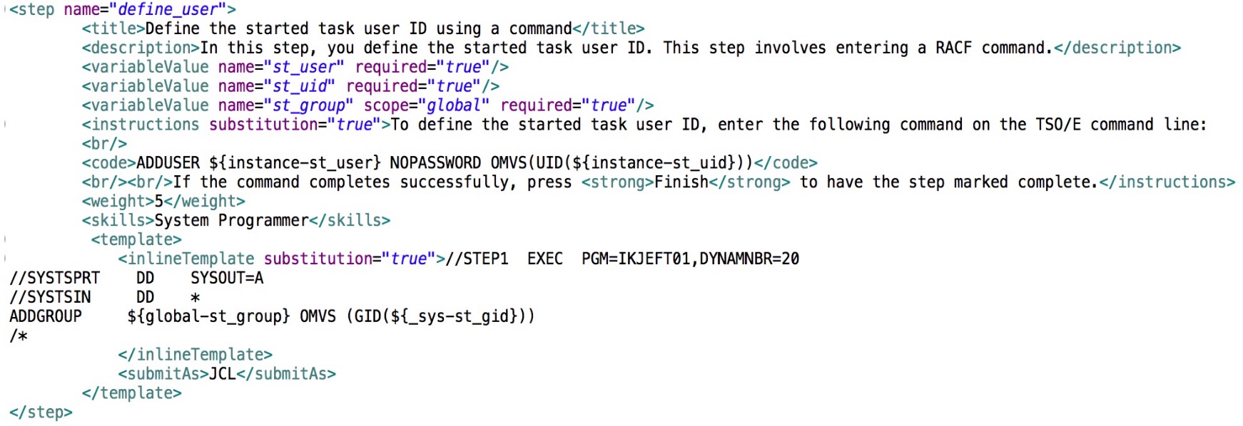 How to use variables in the appropriate scopes in z/OSMF Workflow