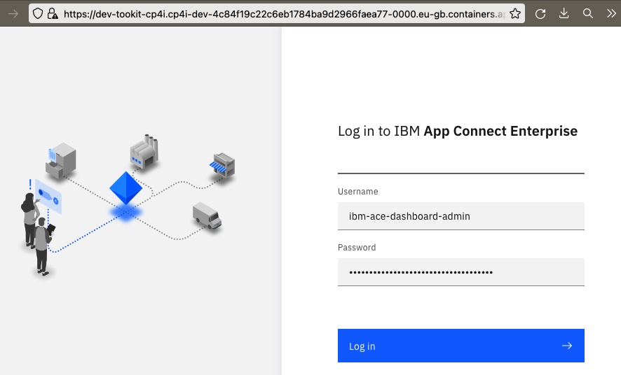 Connect ACE toolkit to Integration server running on CP4I