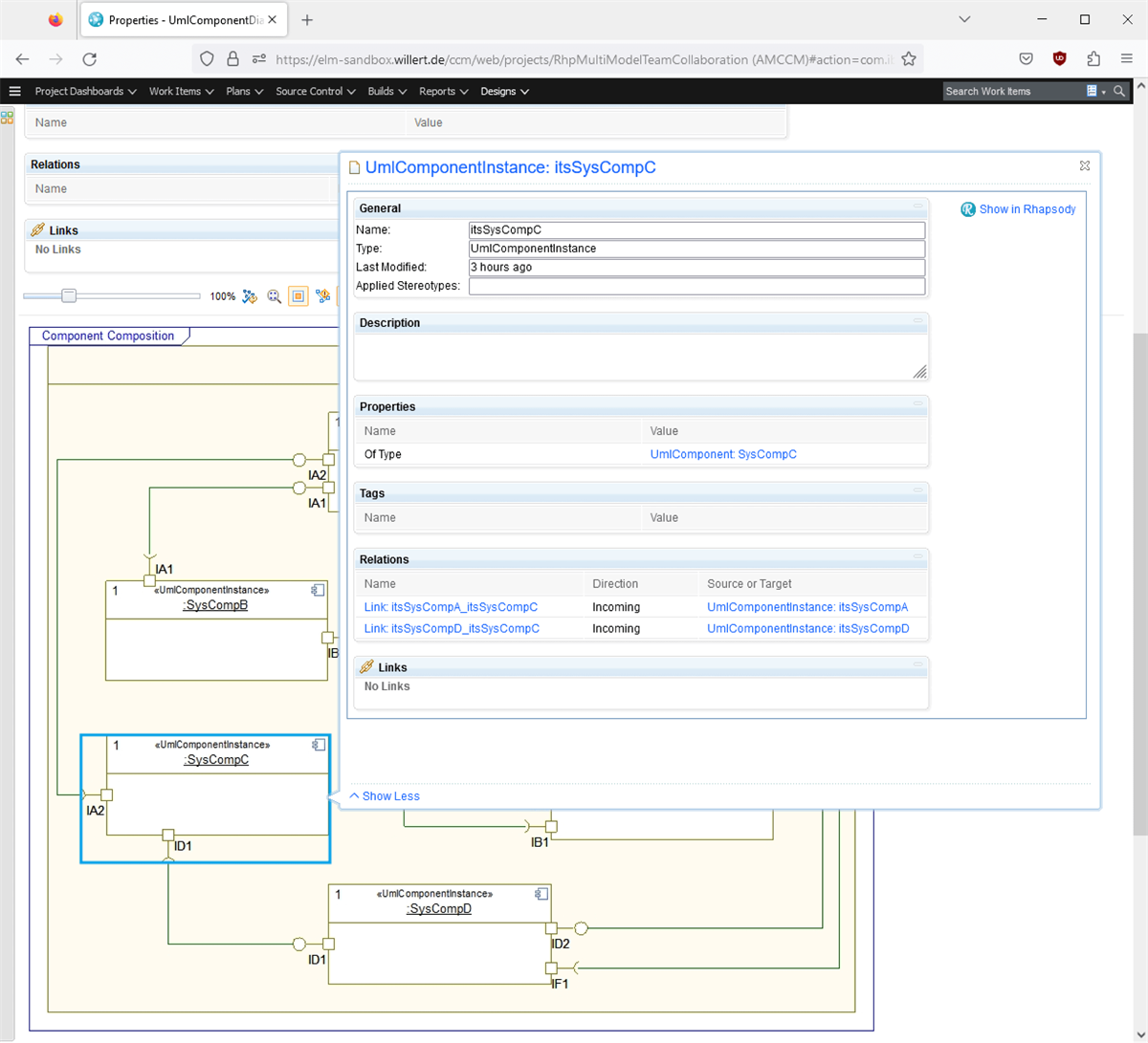 UML components in IBM Rhapsody