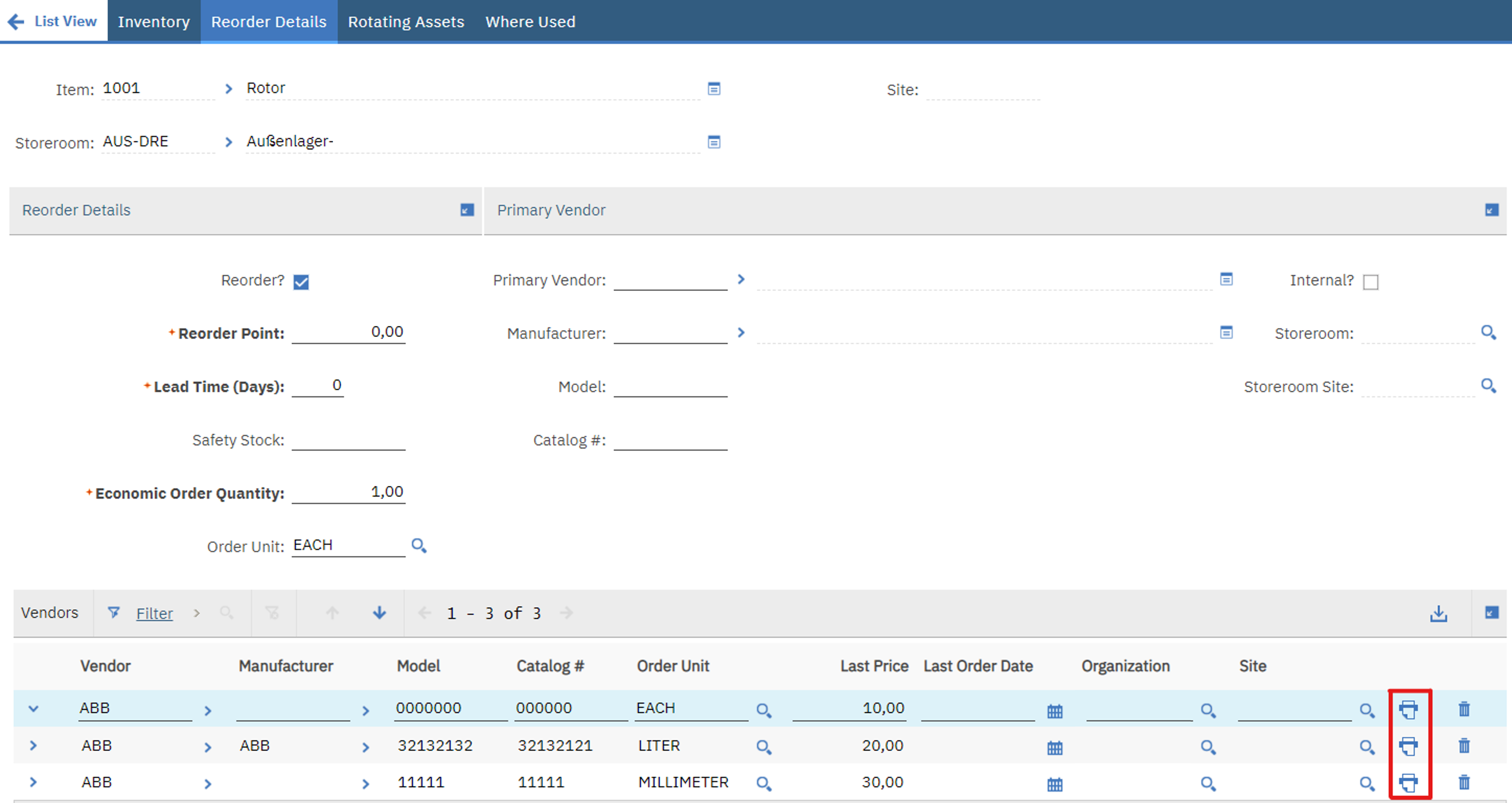 BIRT - execute report for a specific line / child object | Maximo