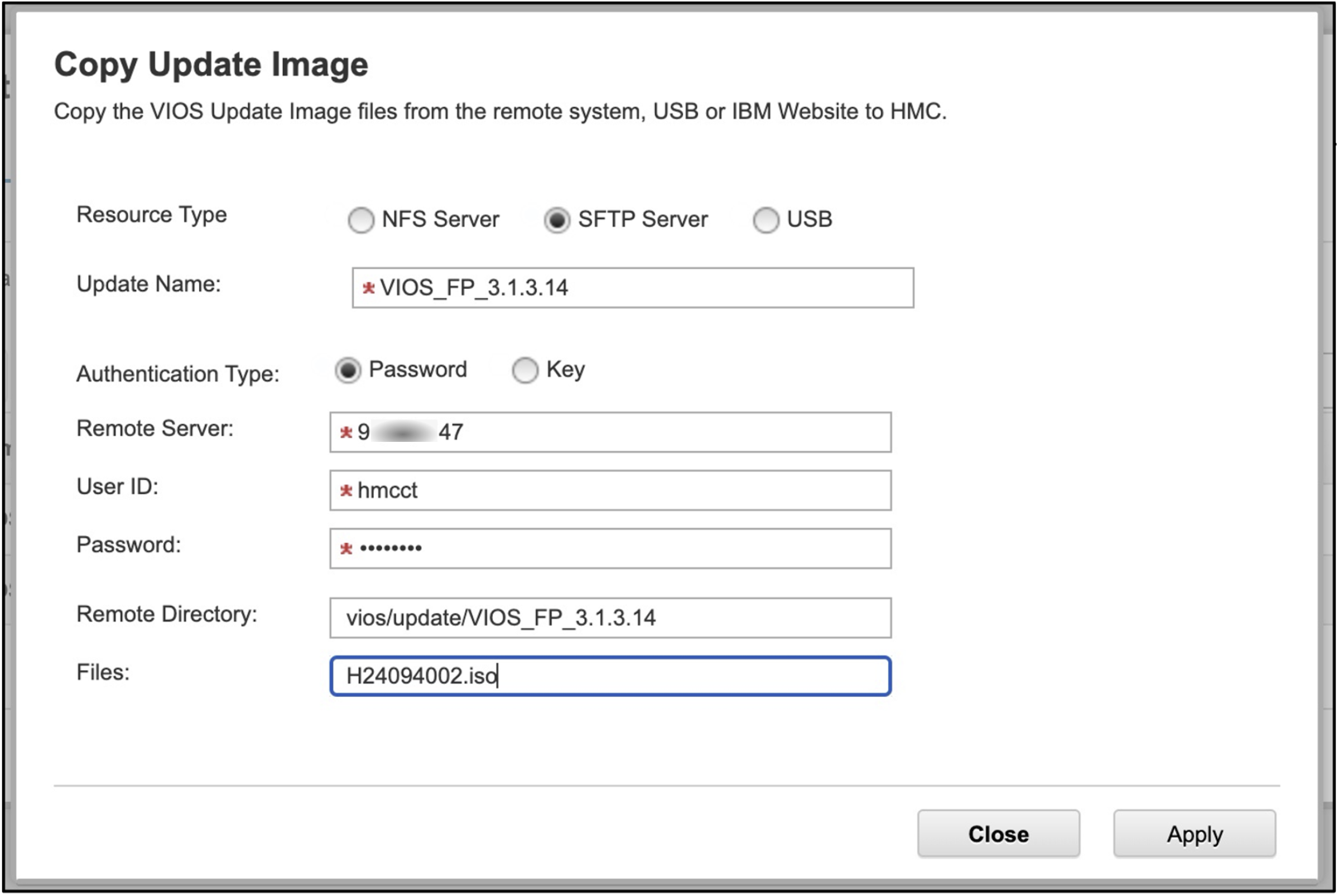 Update VIOS using HMC