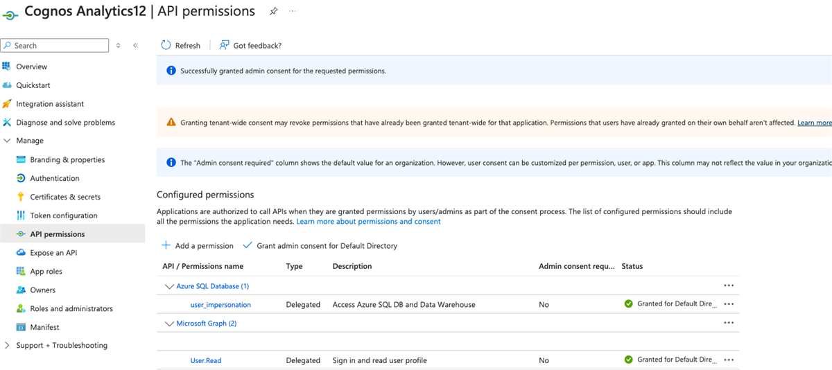 Cognos Analytics:Configuring Cognos Analytics with Azure SQL Using JWT ...