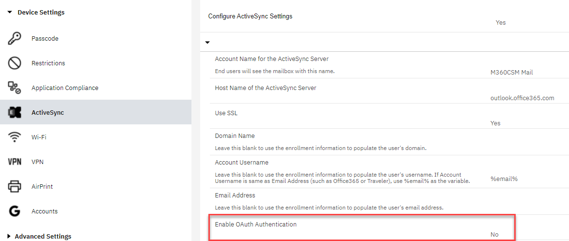 Setting up Modern Authentication for MaaS360 - Part1 (Mail Access)