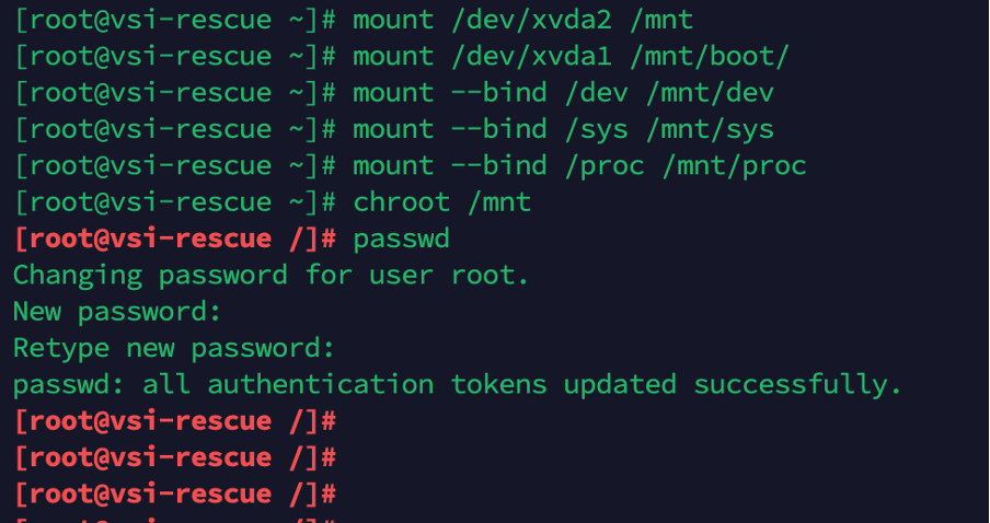 IBM Classic VSI server root password Reset.