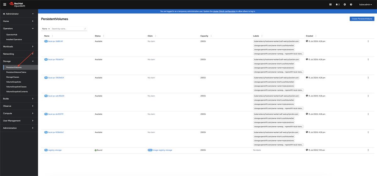 ODF storage installation on RedHat OpenShift via console.