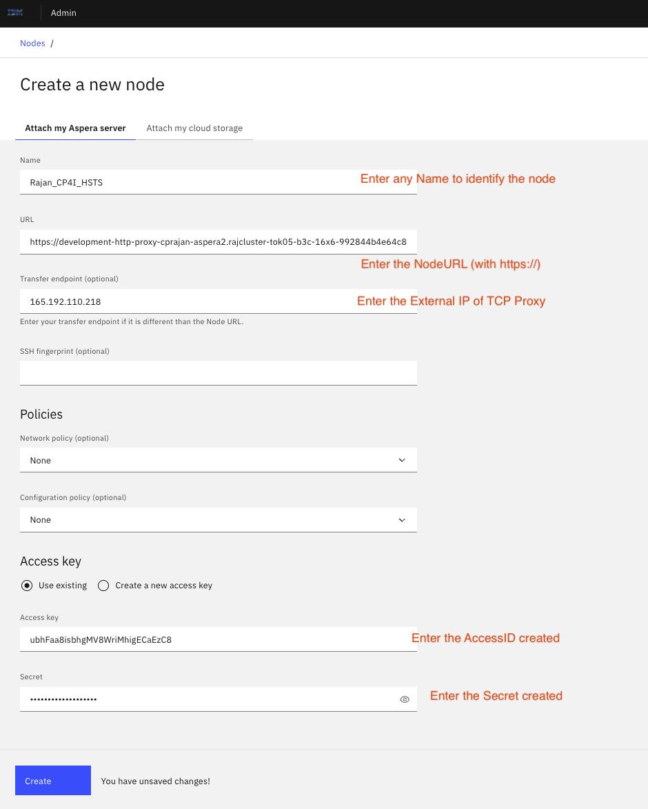 Add HSTS (CP4I) as Transfer Node to Aspera On Cloud
