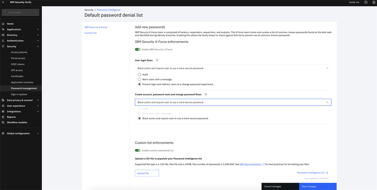 Password intelligence infused in IBM Security Verify SaaS