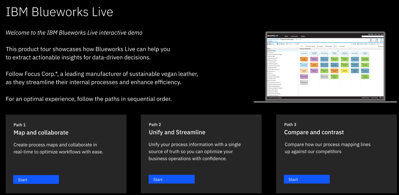 Unveiling Path 3 of the Blueworks Live Interactive Demo: “Compare and ...