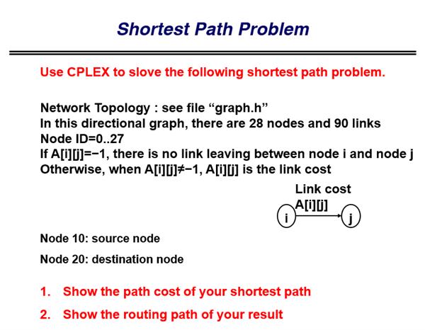 shortest path problem using linear programming in cplex optimization ...