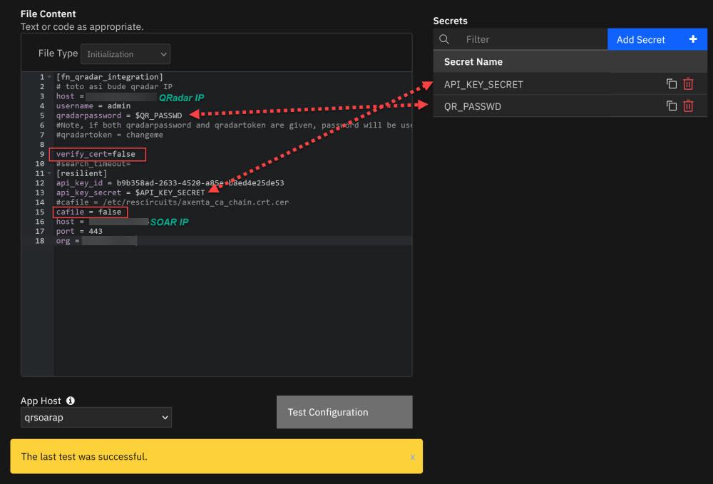 Certificate path for IBM Qradar Functions for SOAR App | IBM QRadar SOAR