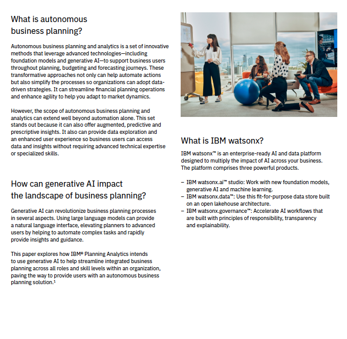 IBM Planning Analytics and the future with generative AI