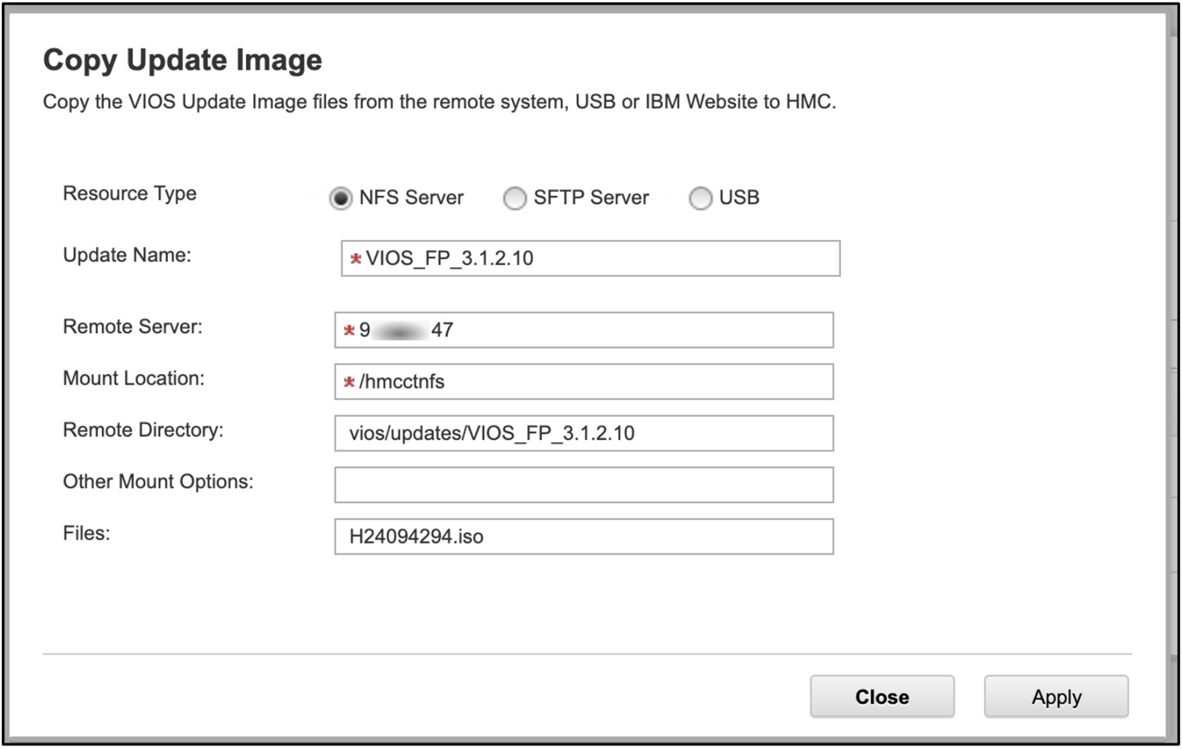 Update VIOS using HMC