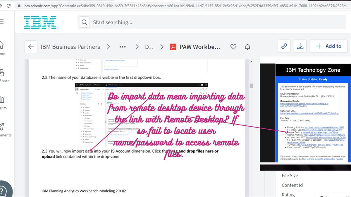 Username and password for IBM Technology Zone environment | IBM ...