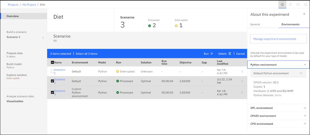 Updating your CPLEX runtime or Python version in Decision Optimization in Cloud Pak for Data as ...