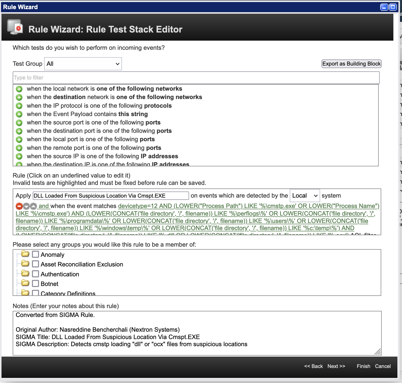 QRadar natively supports SIGMA for rules creation
