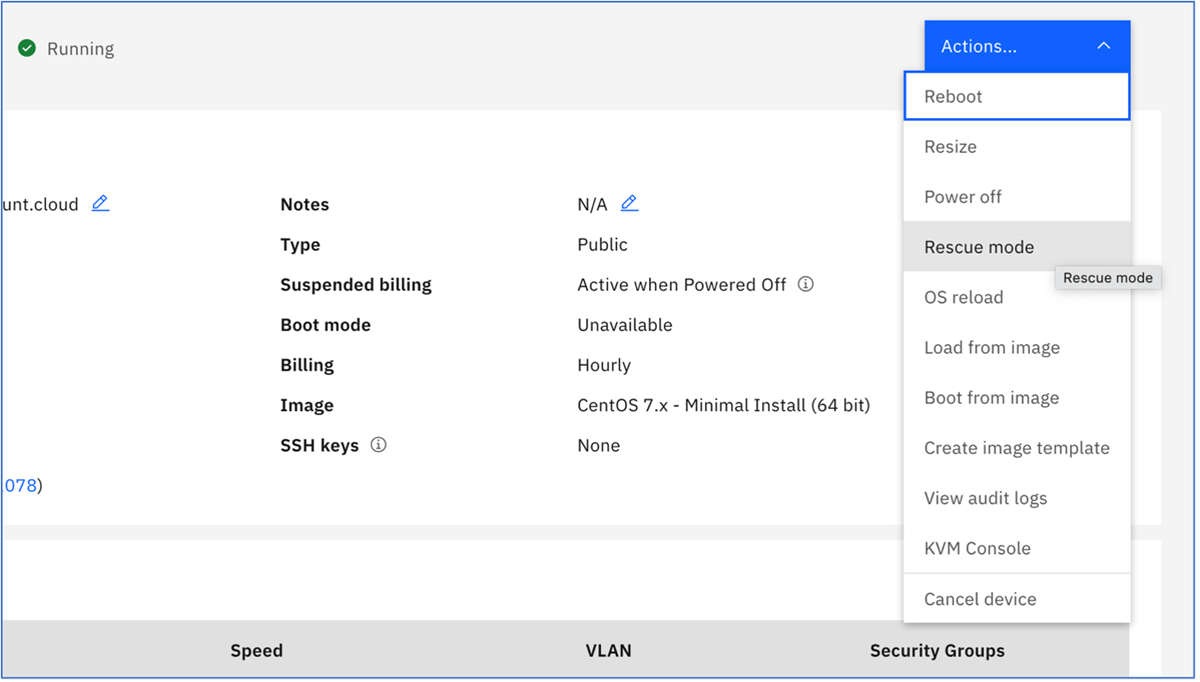 IBM Classic VSI server root password Reset.