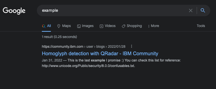 Homoglyph detection with QRadar