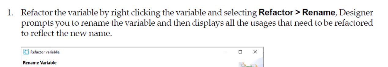 How to find the Rename of the Refactor Variable? | IBM webMethods Hybrid Integration