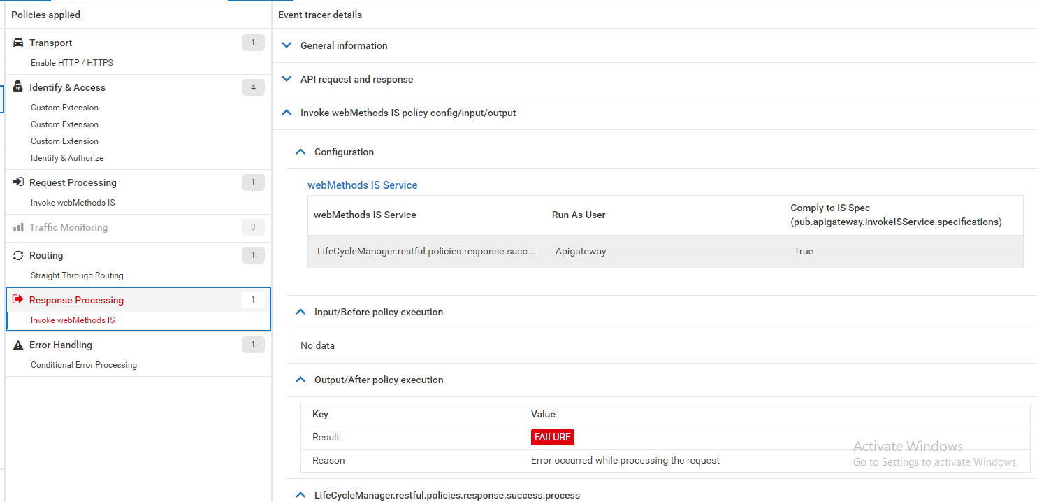Why is the Conditional Error Handling Pre processing IS flow service gets invoked when an error ...