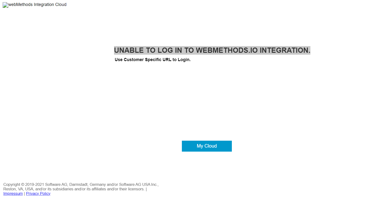 Unable to log in to webMethods.io Integration | IBM webMethods Hybrid Integration