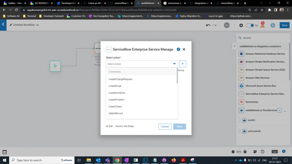 serviceNow to Jira automation | IBM webMethods Hybrid Integration