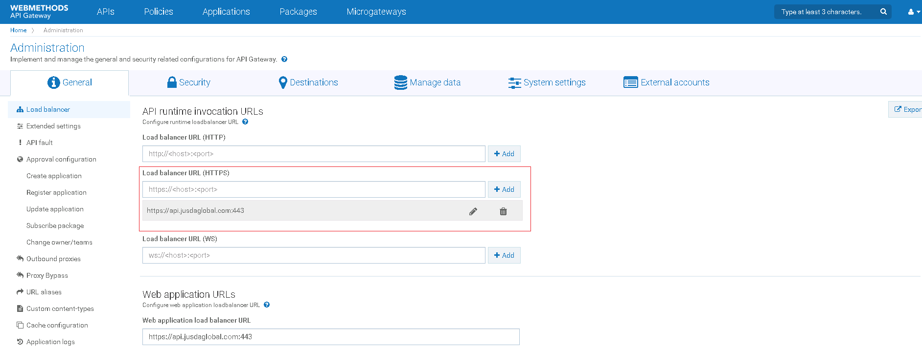 API Gateway Load Balancer Config | IBM webMethods Hybrid Integration