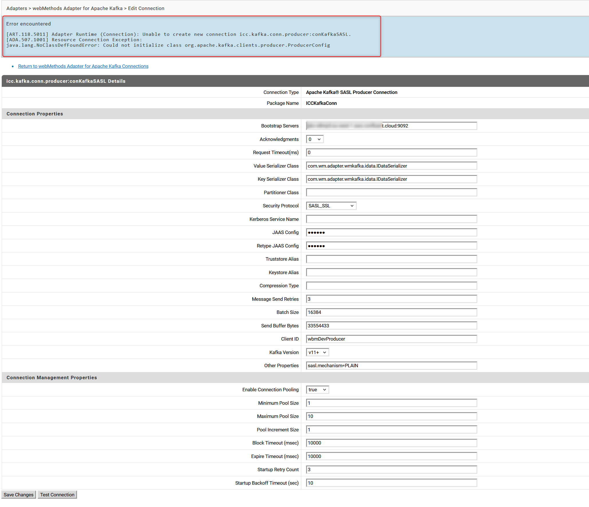 Kafka Adapter Producer Configuration Issue in webMethods 10.15 | IBM webMethods Hybrid Integration