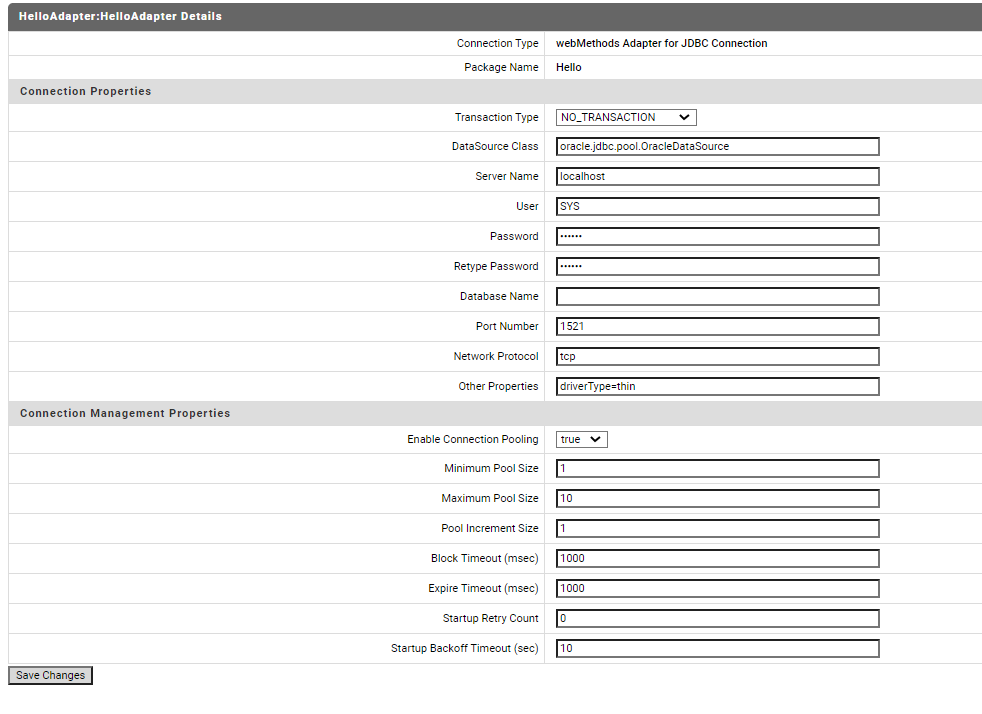 Getting error enabling JDBC connection | IBM webMethods Hybrid Integration