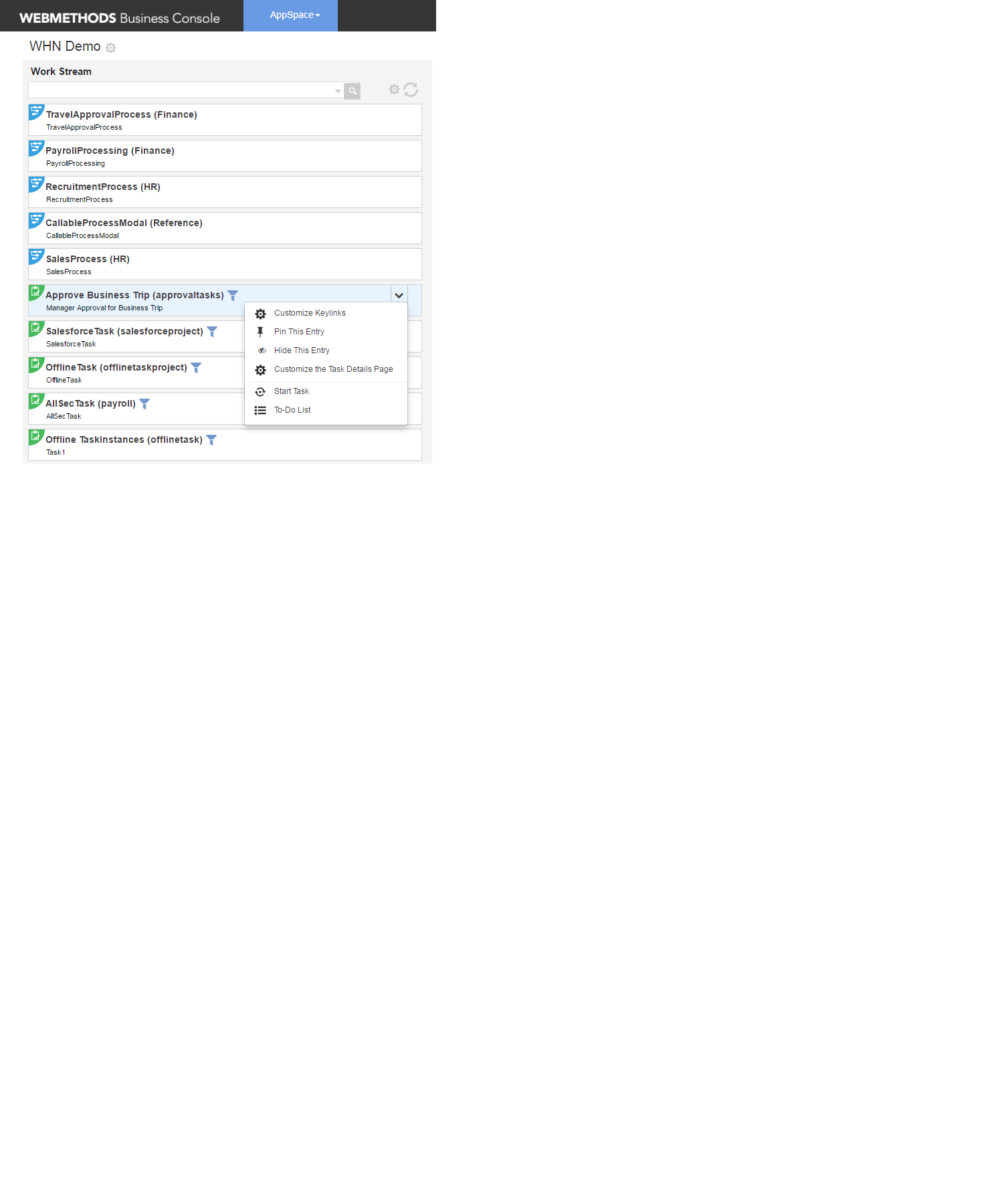 Custom task inbox on business console | IBM webMethods Hybrid Integration