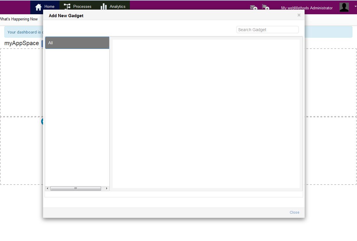 Business Console Gadgets are not available!! | IBM webMethods Hybrid Integration