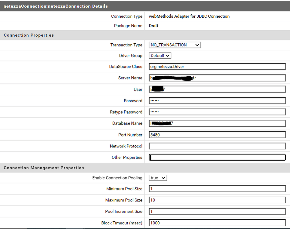 Unable to configure a JDBC adapter for Netezza IBM database | IBM webMethods Hybrid Integration